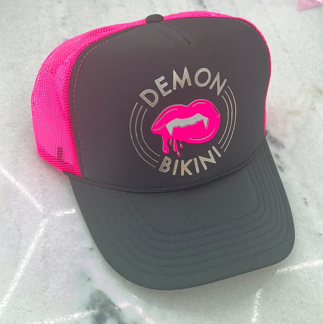 Demon Bikini - Neon Demon Bikini - Black, Pink, And White Trucker Hat ...