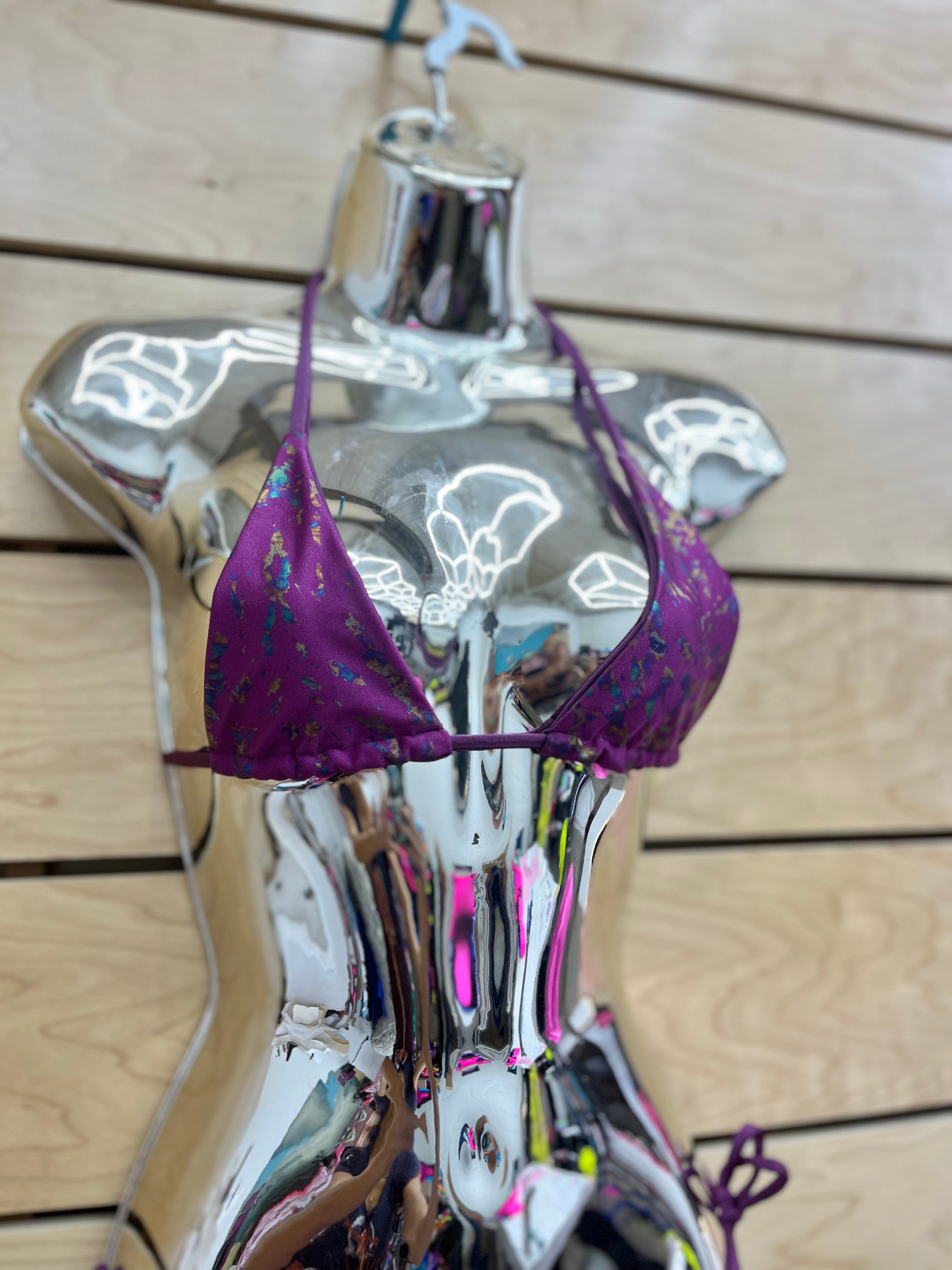 Demon Bikini - Magenta Oil Spill // Top - Purple Triangle String Bikini ...