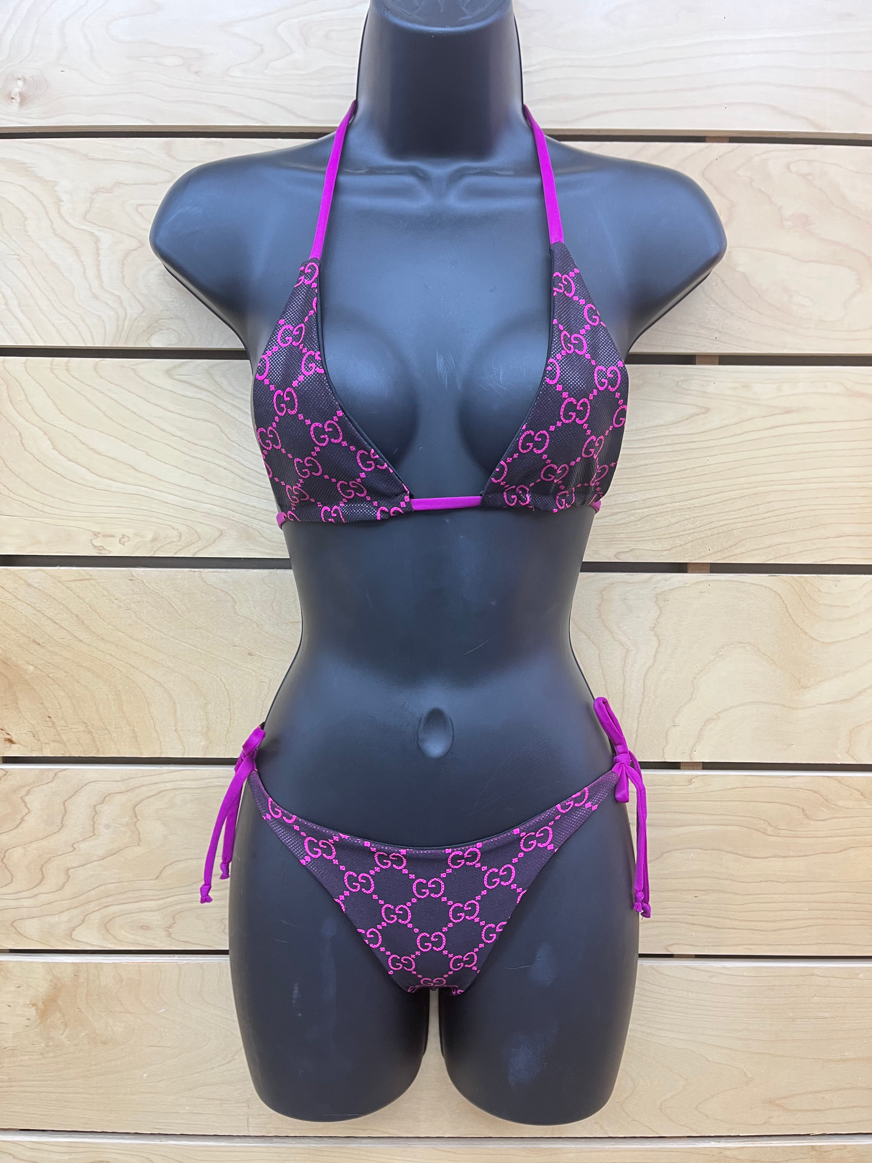 Demon Bikini - Purple/Black // Triangle Top - Pink And Purple Triangle String Bikini Top | Demon ...