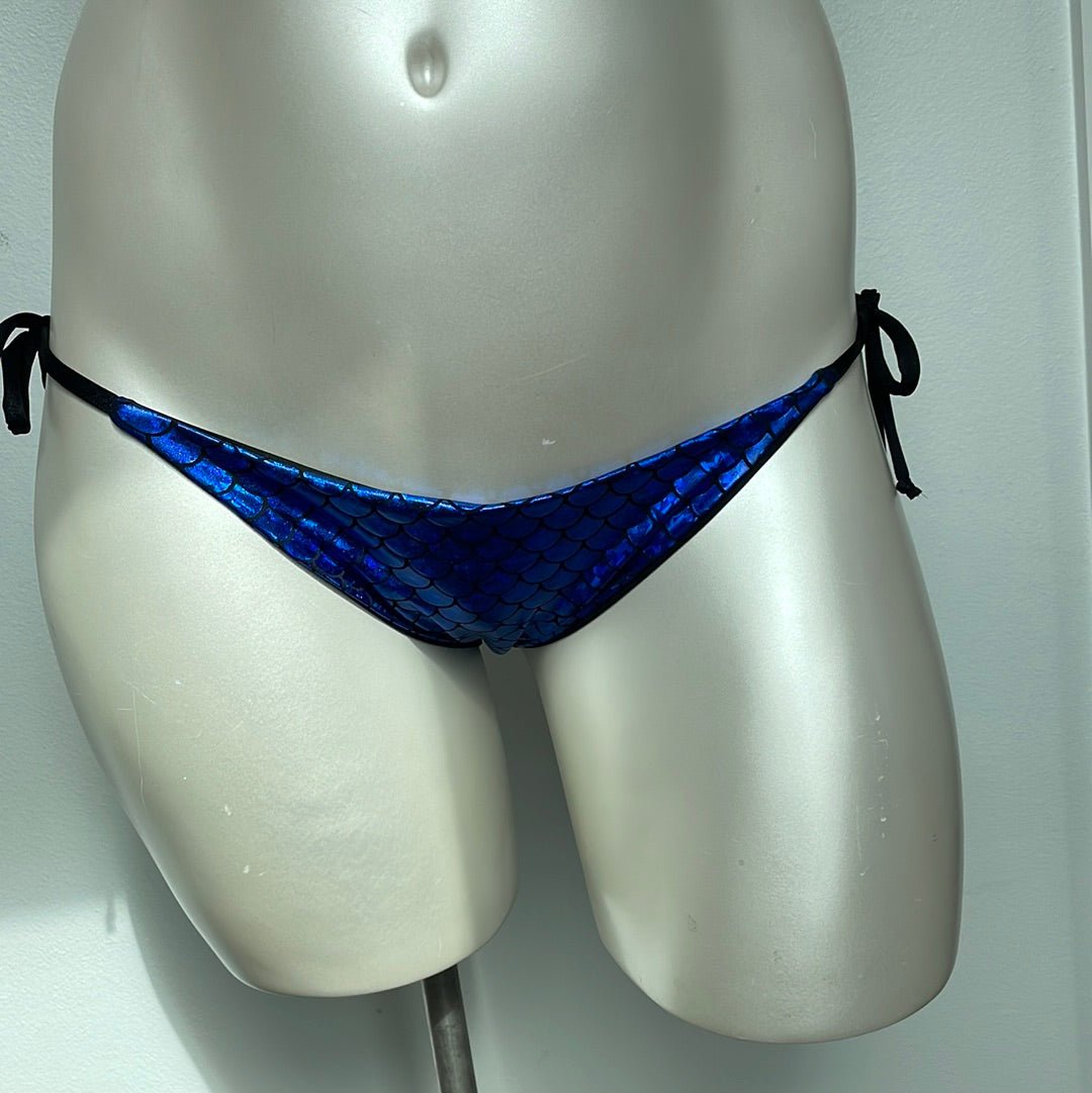 Demon Bikini Blue Mermaid Bottom Blue And Black Cheeky String