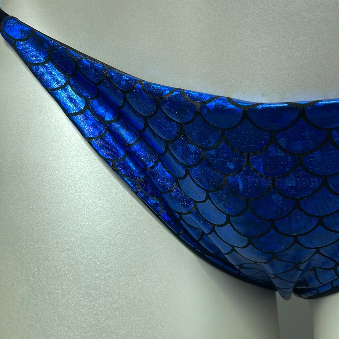 Demon Bikini Blue Mermaid Bottom Blue And Black Cheeky String
